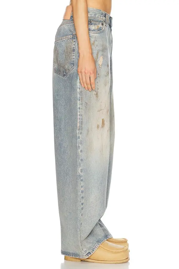 Acne Studios 2023 Dirty Halo Super Wide Leg Jeans In Mid Blue - 25